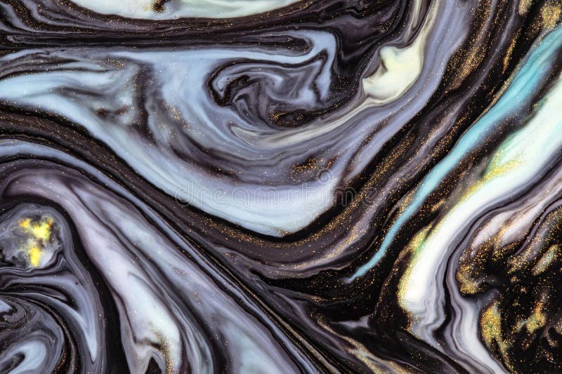 Wavy Spills of Gold Milk Paint and Ink Stock Illustration ...