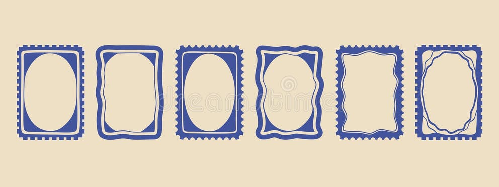 Wavy Stamp Frame Set, Vector Hand Drawn Curved Borders, Abstract Wiggle ...