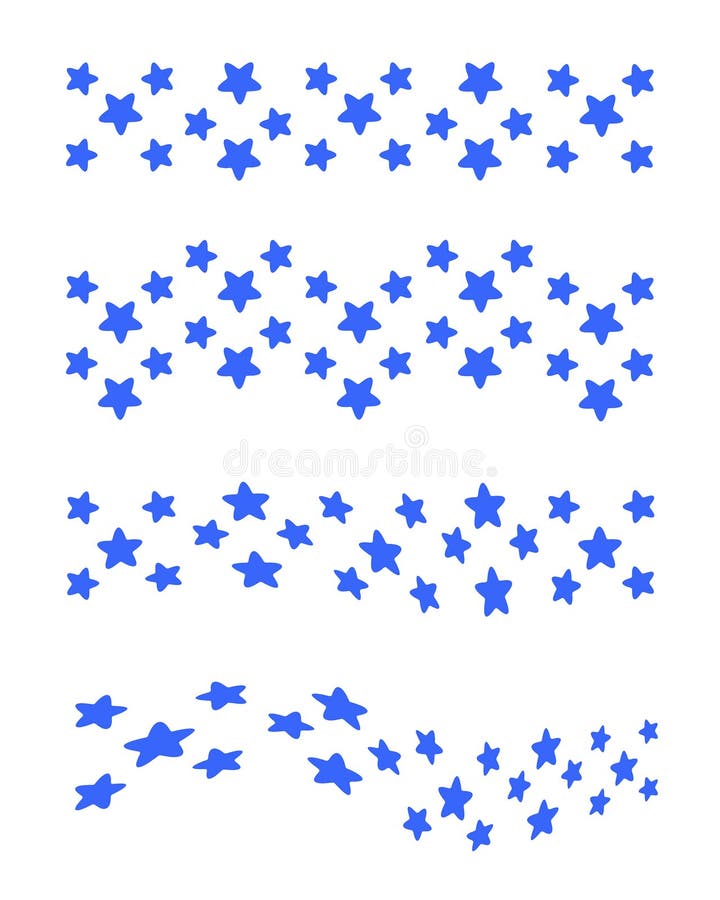 Wavy Blue Stars Pattern, Set Stock Illustration - Illustration of ...
