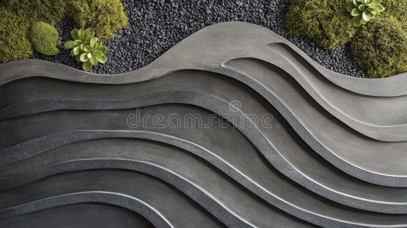 Wavy Stone Layers with Greenery: Natural Abstract Textures and Patterns ...
