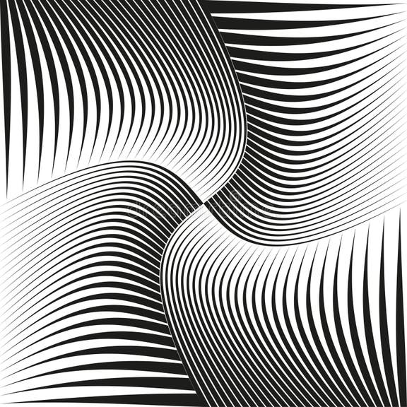 Wavy Stripe Illusion. Abstract Bending Lines. Vector Optical Depth ...