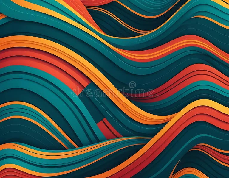 Wavy Stripe Pattern with Flowing Curves and Abstract Style Stock ...