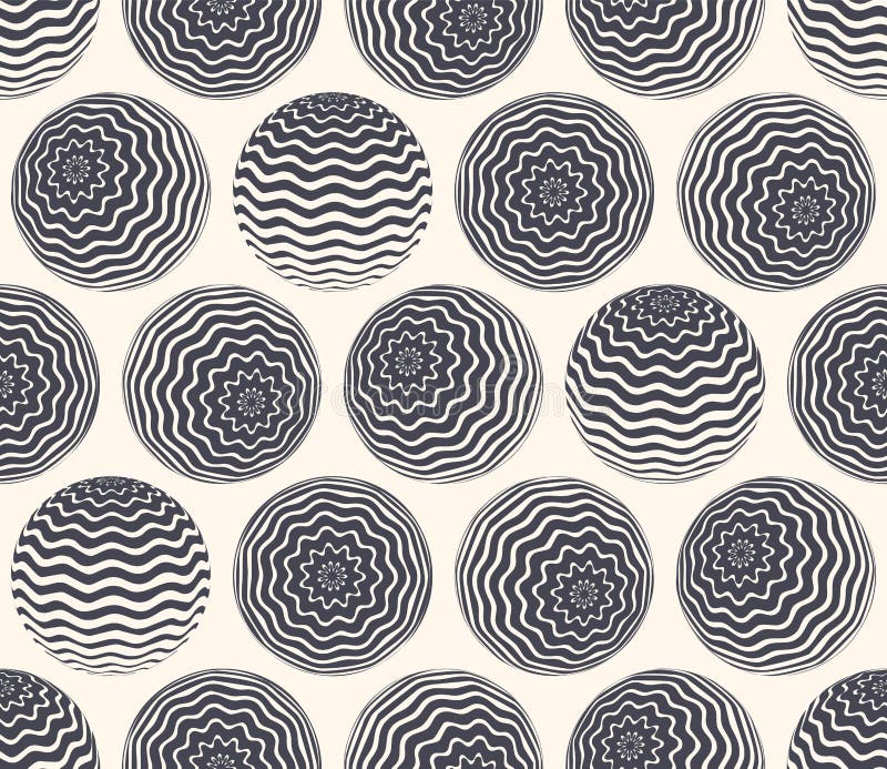 Wavy Striped Balls Seamless Pattern Vector Modern Abstract Background ...