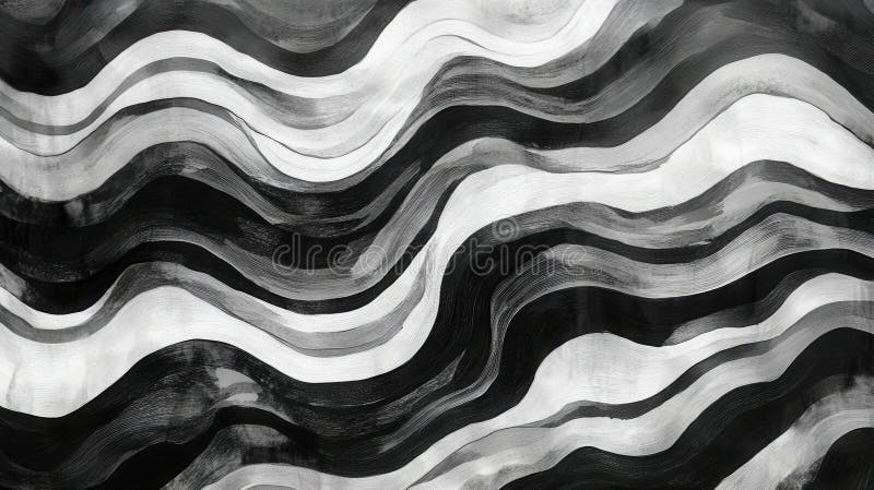 A Wavy Striped Pattern in Black and White Stock Illustration ...