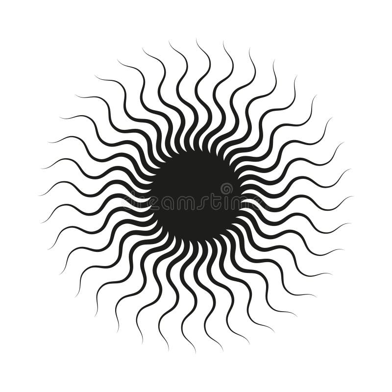 Wavy Sun Shape. Circular Wave Icon. Radiating Swirl Pattern. Vector ...