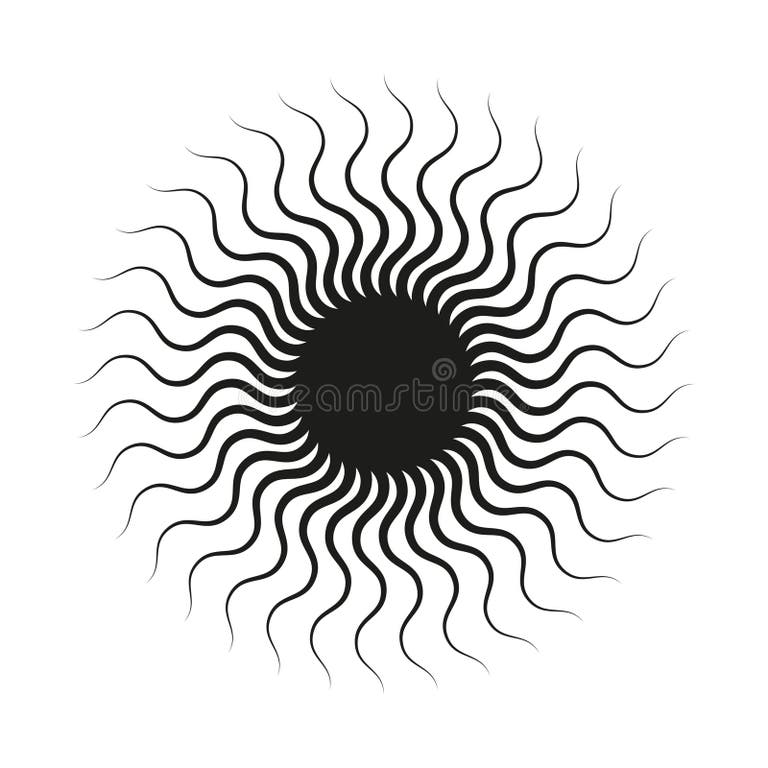 Wavy Sun Shape. Circular Wave Icon. Radiating Swirl Pattern. Vector ...