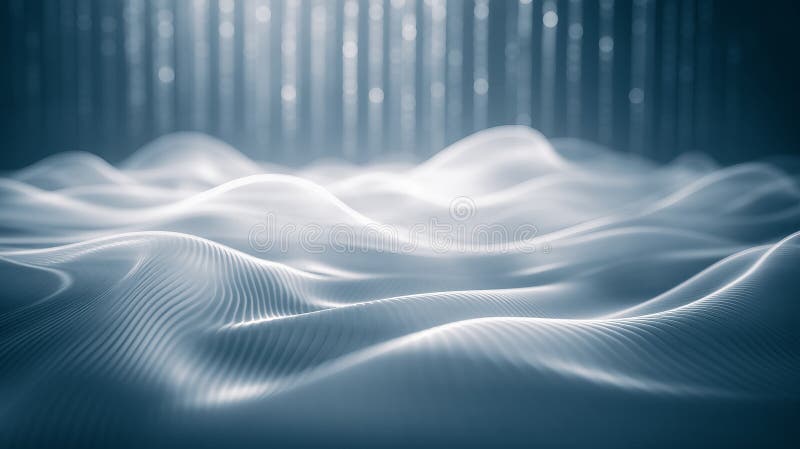Wavy Surface with Glowing Particles Stock Illustration - Illustration ...