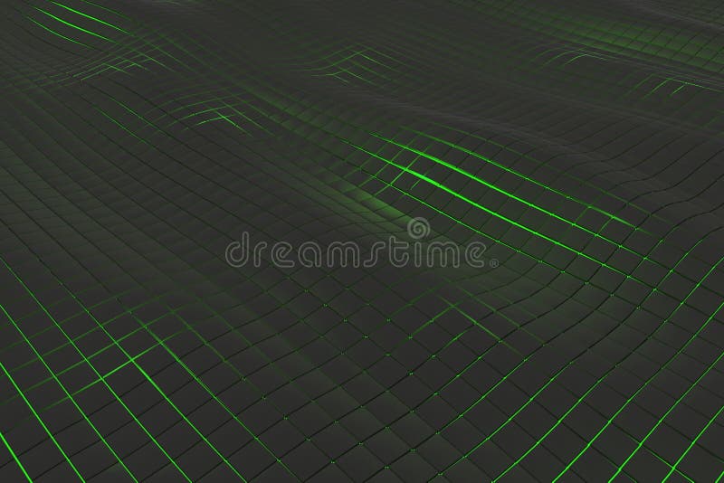 Wavy Surface Made of Cubes with Glowing Background Stock Illustration ...