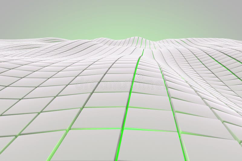Wavy Surface Made of Cubes with Glowing Background Stock Illustration ...