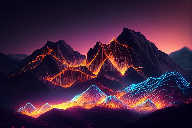 Wavy Surface with Vibrant Pattern. 3D Rendering Illustration Stock ...