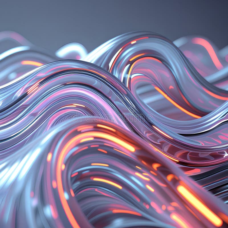 Wavy Tech Mesh Backgrounds. Abstract 3D Mesh Waves. Futuristic Digital ...