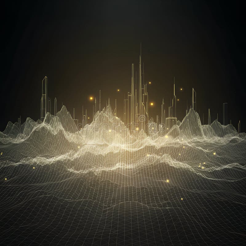 Wavy Tech Mesh Backgrounds. Abstract 3D Mesh Waves. Futuristic Digital ...