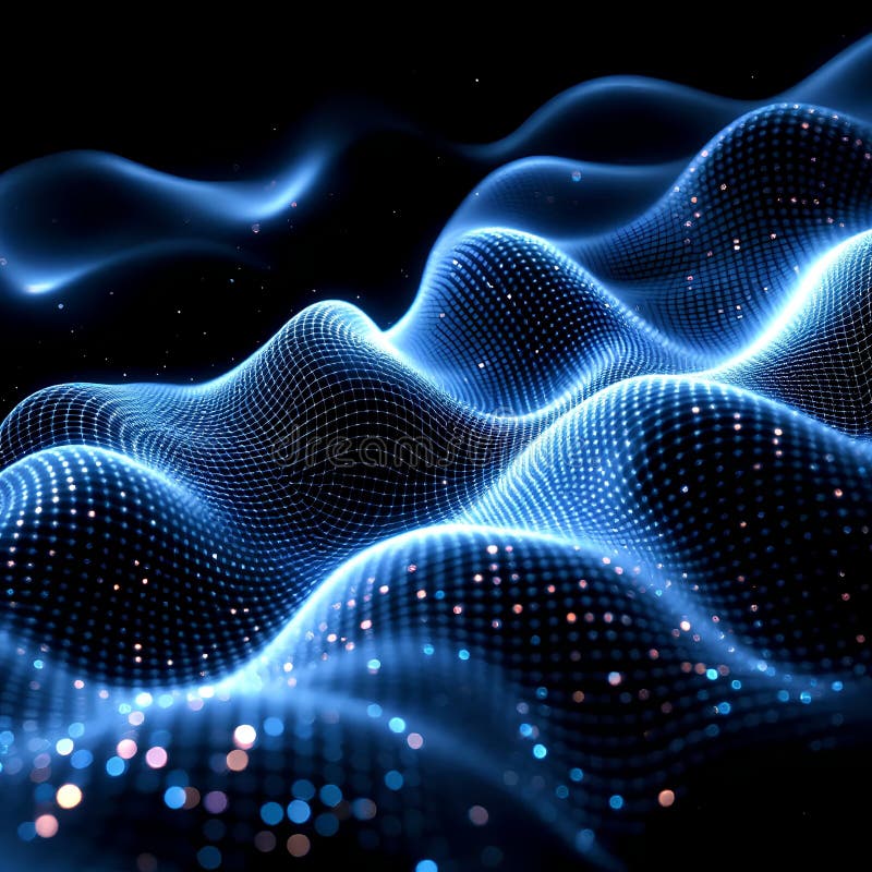 Wavy Tech Mesh Backgrounds. Abstract 3D Mesh Waves. Futuristic Digital ...