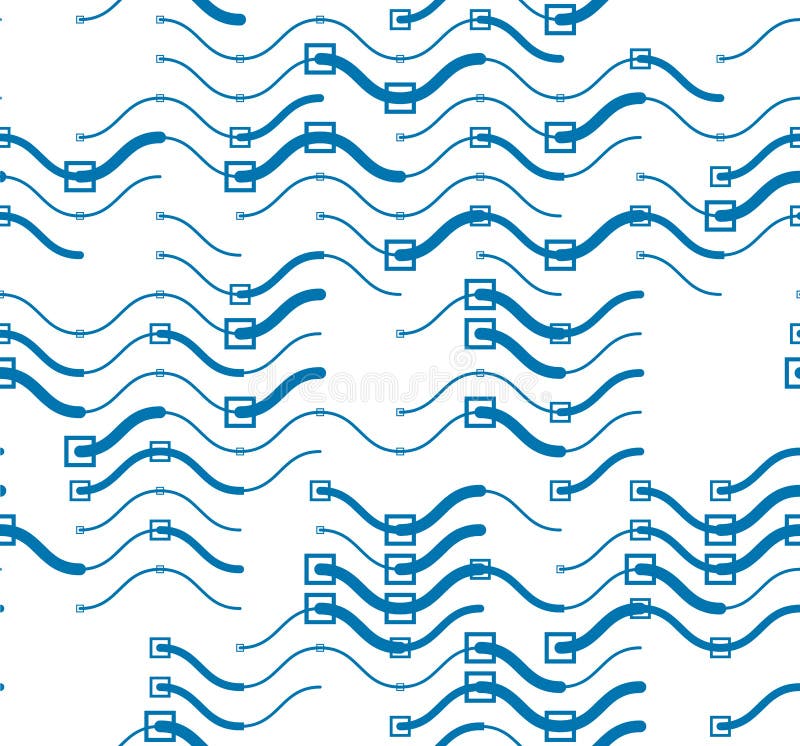 Wavy Technical Lines Seamless Pattern, Vector Abstract Repeat Endless ...