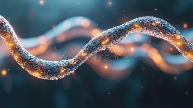 Wavy Thread Structure Glowing Points Network Connection Digital Neural ...