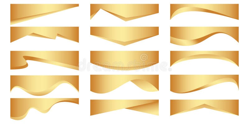 Wavy Vector Shapes for Banner Design. Abstract Golden Elements. Curve ...