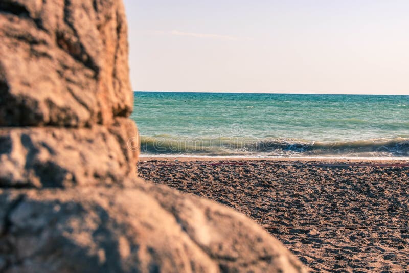 Wavy Waters of Mediterranean Sea with Cliffs. Turkey Stock Image ...