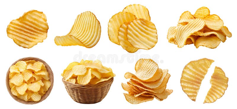Wavy Wave Ridge Ripple Ruffle Potato Chip Chips, Many Angles View Heap ...