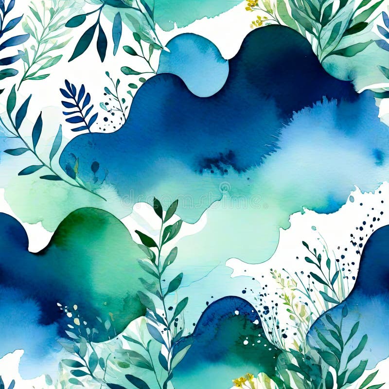 Wavy Whimsical Artistic Texture with Herbal Elements. Creative Colorful ...