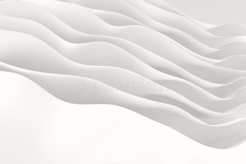 Wavy White Abstract 3D Render Geometrical Background Stock Illustration ...