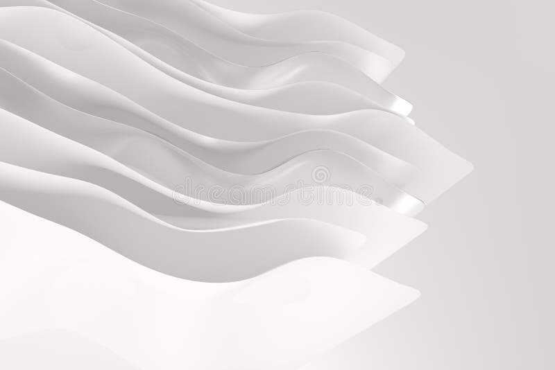 Wavy White Abstract 3D Render Geometrical Background Stock Illustration ...