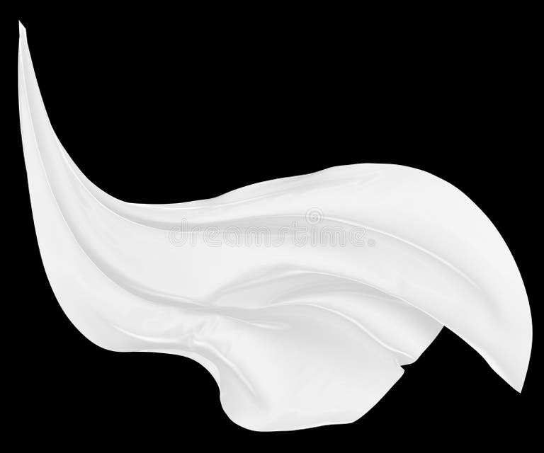 Wavy White Fabric on a Black Background. 3D Rendering Stock ...