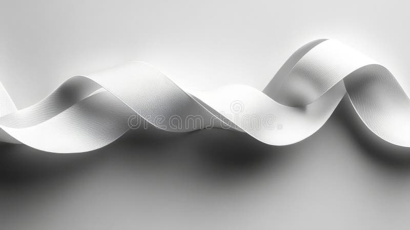 Wavy White Fabric Ribbon in a Curving Pattern with Subtle Texture on ...