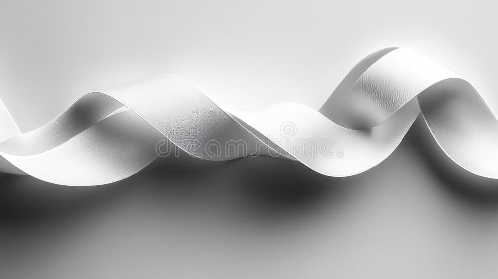 Wavy White Fabric Ribbon in a Curving Pattern with Subtle Texture on ...