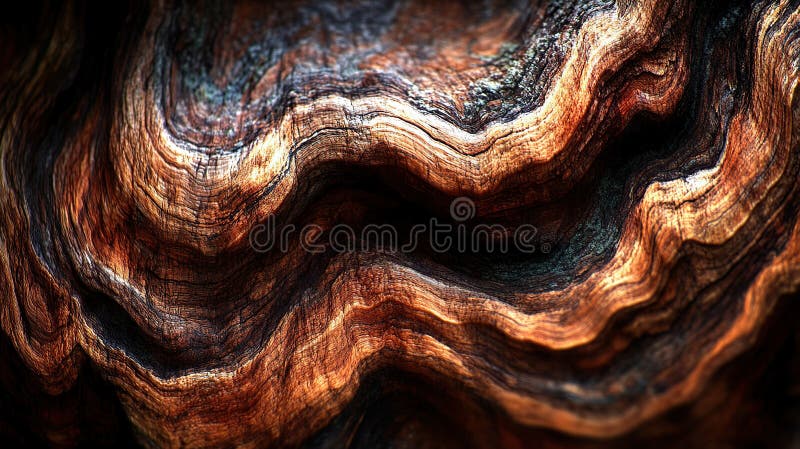 Wavy Wood Grain Texture, Close-up, Dark Background, Design Element ...