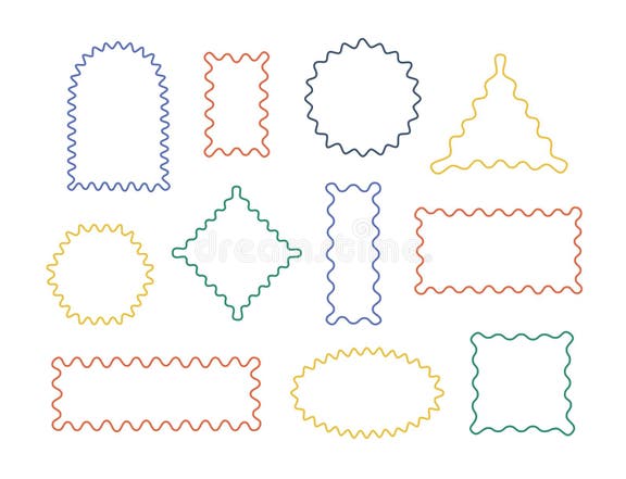 Wavy, Zigzag Borders Geometric Shapes, Figures. Color Line Edges Vector ...