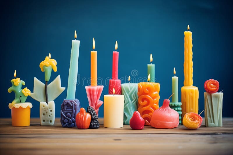 Wax Candles in Various Shapes and Colors Stock Image - Image of ...