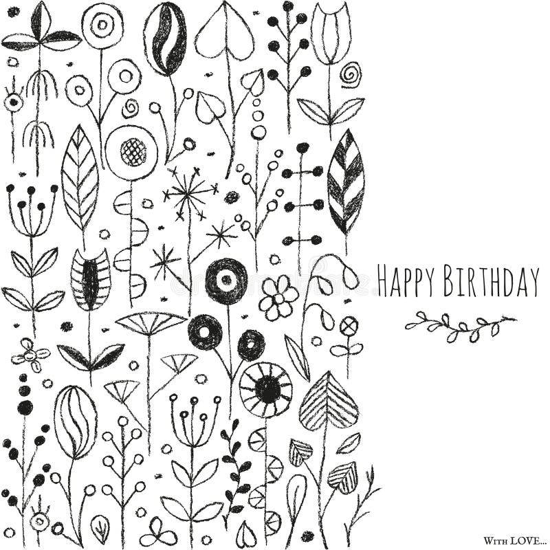 Wax Crayon Drawing Flowers Set. Stock Vector - Illustration of floral ...