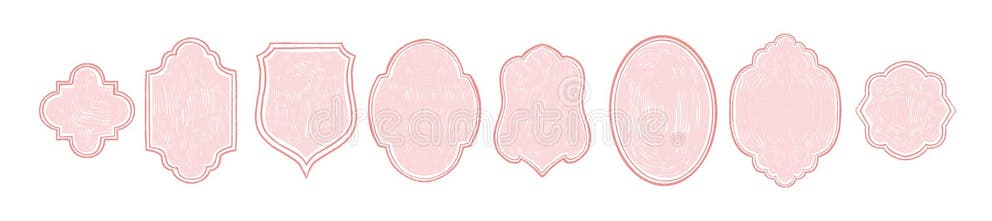 Pink Scribble Frame Set, Pencil Doodle Vector Border, Romantic Cute ...