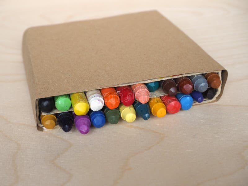 Wax Crayons box stock image. Image of multicolored, yellow - 227428097