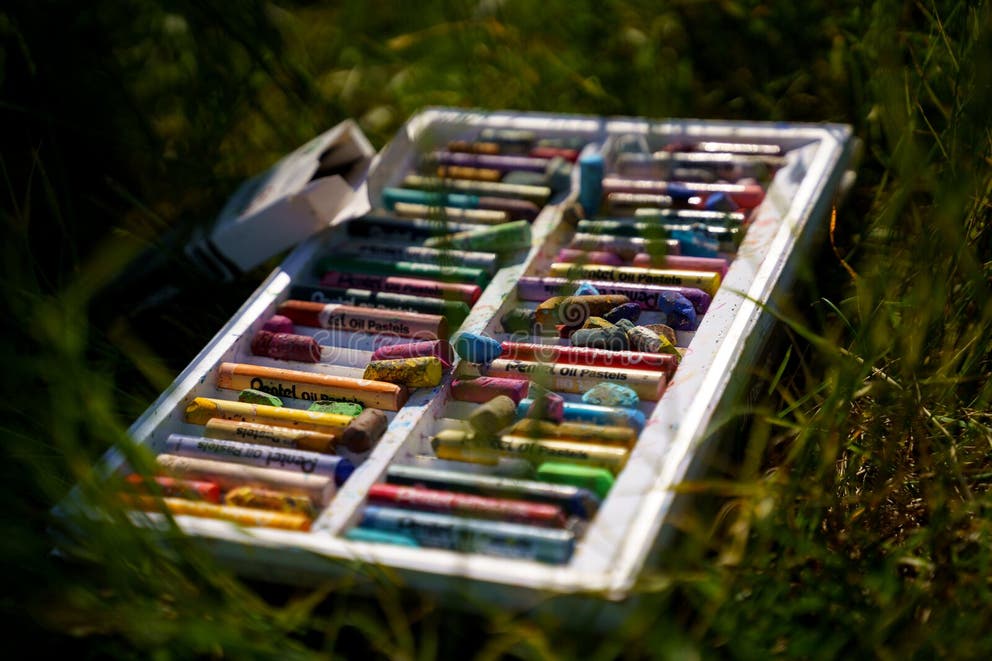Wax crayons in a grass stock photo. Image of agriculture - 281640186