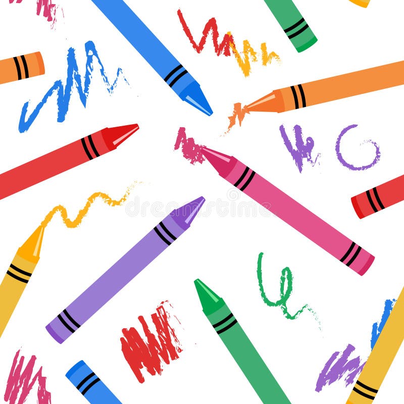 Wax Crayons Seamless Pattern, Doodles, Scribbles Illustration Stock ...