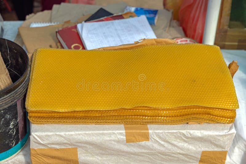 Wax Foundation Honeycomb Sheets Stock Photo - Image of capital, serbia ...
