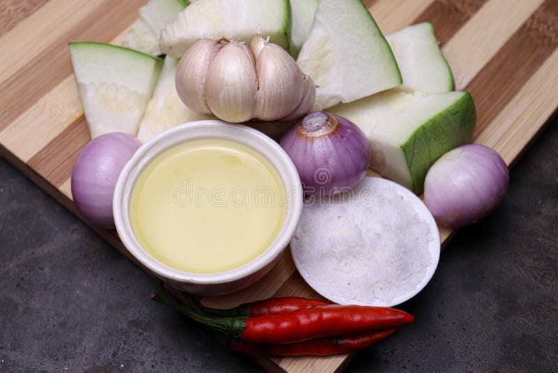Wax Gourd Slice with Spice on Kitchen Stock Image - Image of leaf ...