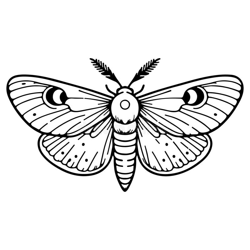 Wax Moth Bug Simple Outline Vector Illustration Line Art Stock Illustration - Illustration of ...
