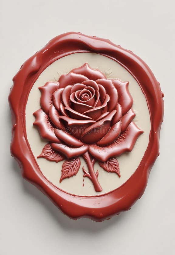 Wax Seal with a Rose, Isolated on White Stock Illustration ...