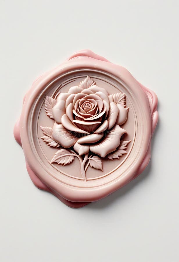 Wax Seal with a Rose, Isolated on White Stock Illustration ...