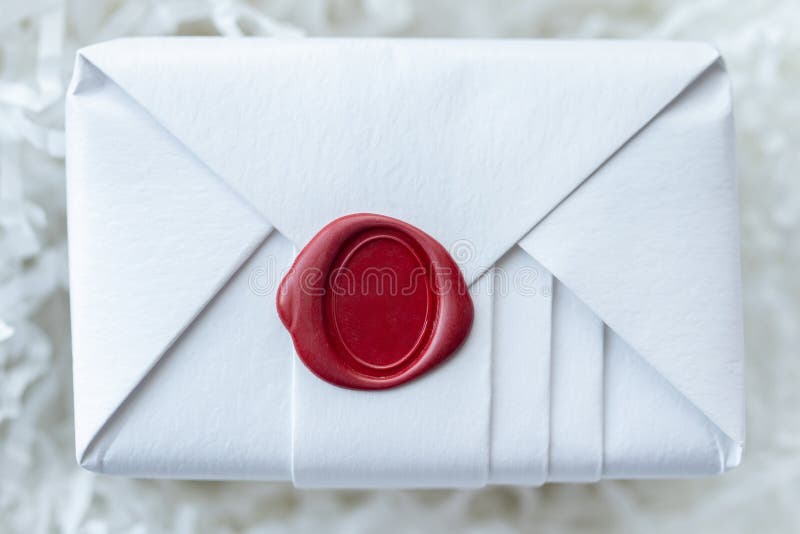 Wax Seal Stamp on White Paper Wrap Packaging Parcel Box Stock Image ...