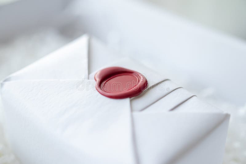 Wax Seal Stamp on White Paper Wrap Packaging Parcel Box Stock Image ...