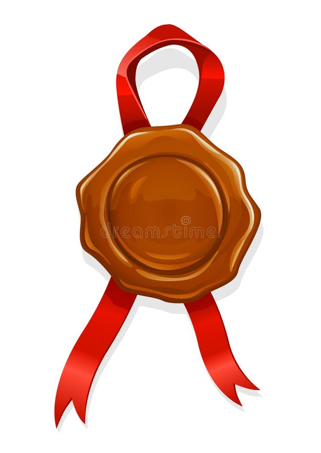 Wax Stamp with Red Ribbon Element for Documents Stock Illustration ...