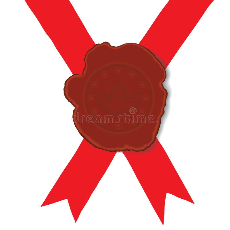 Wax Stamp with Red Ribbons. Stock Illustration - Illustration of ...