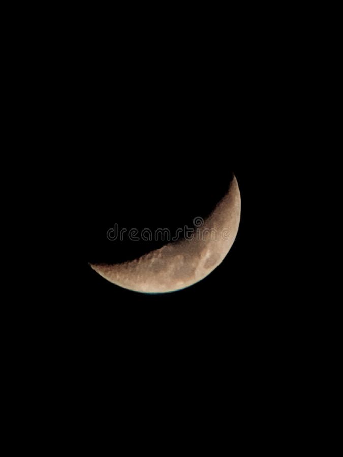 Waxing Crescent Moon Phase at Night. Stock Photo - Image of celestial ...