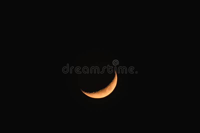 Waxing Crescent in the Sky, a View from the Ground To the Illuminated ...
