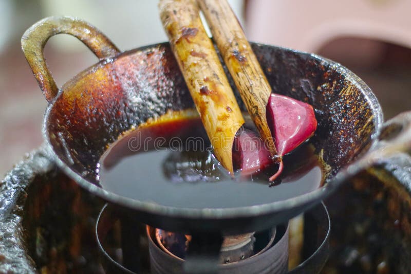 Waxing Process of Batik Painting Using Brush and Malam Stock Photo ...