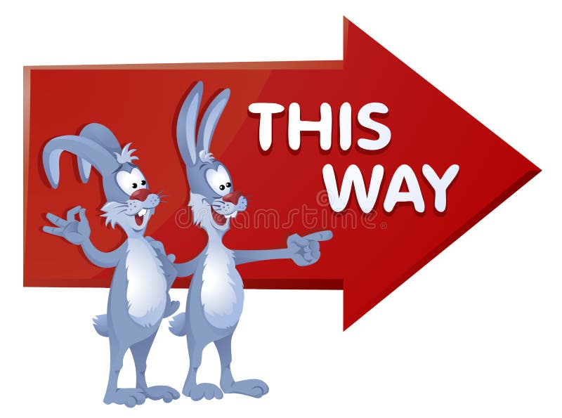 This Way. Big Red Arrow. Rabbits Show the Direction Stock Vector ...