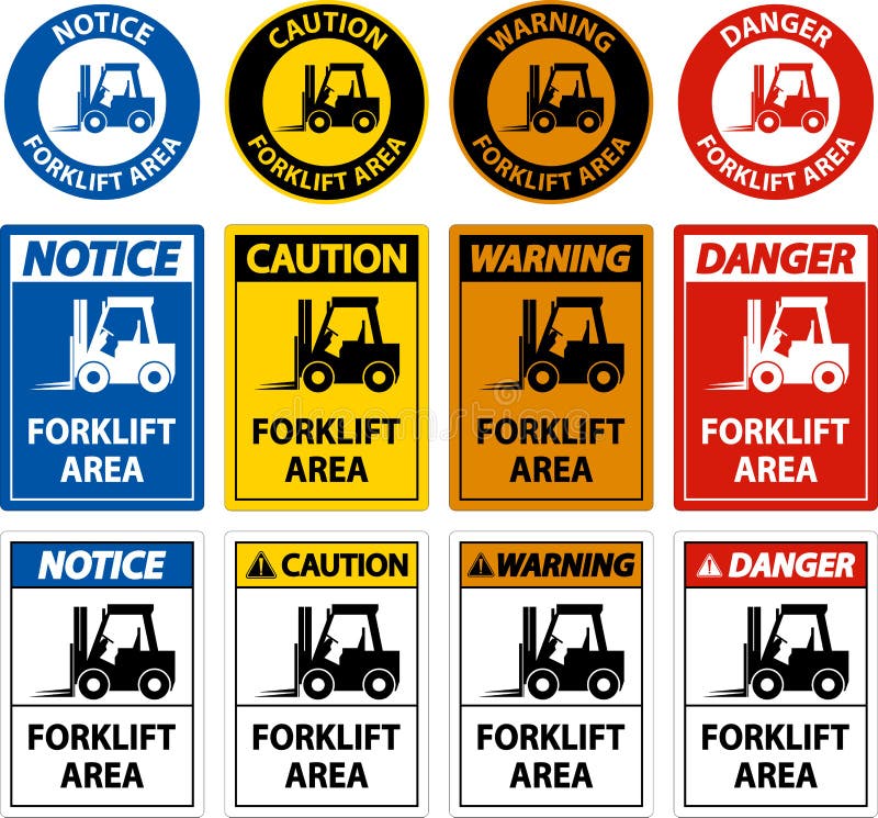 2-Way Caution Forklift Area Sign on White Background Stock Vector ...